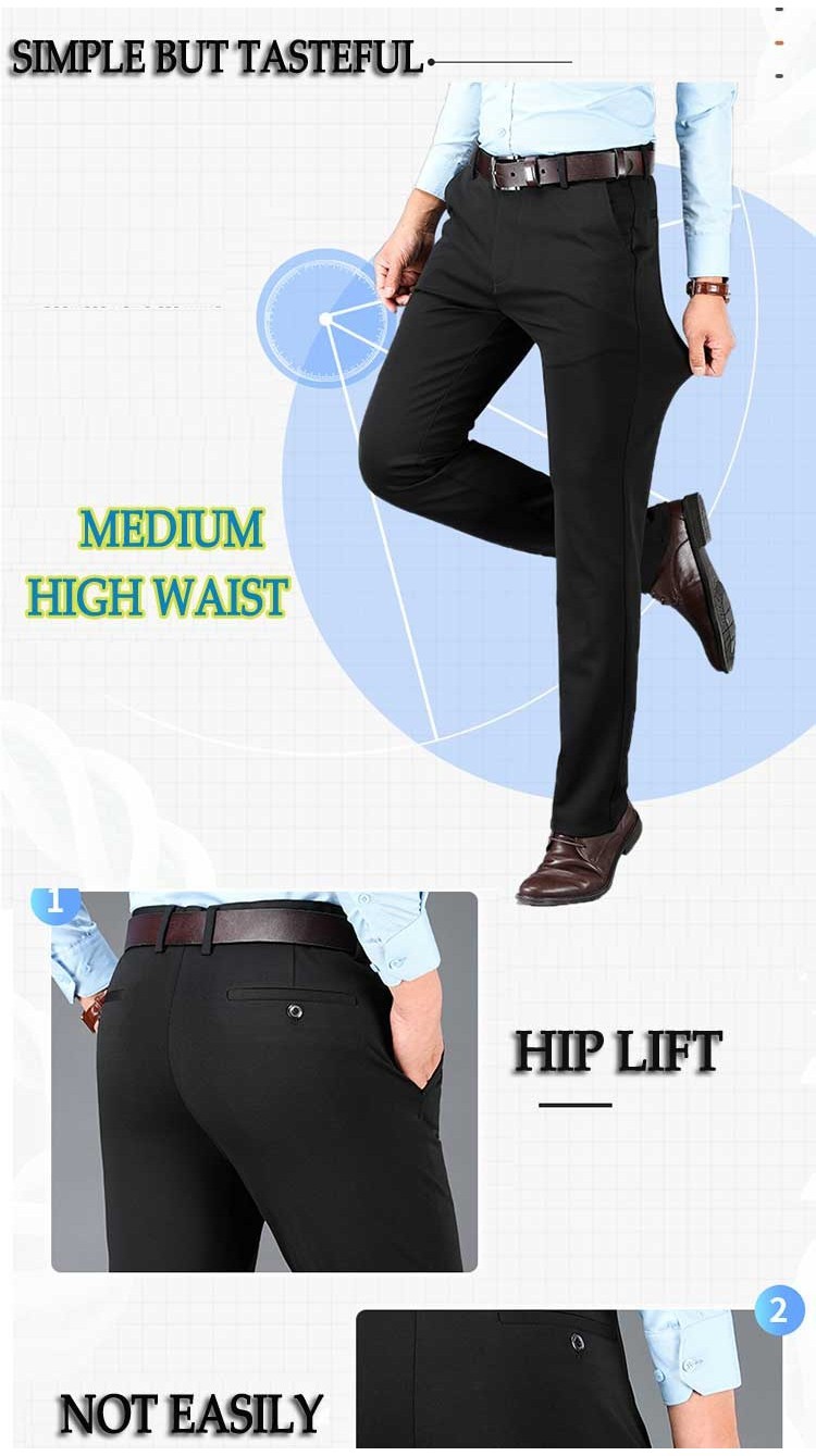 Men's Formal Pant Office Black Slocks Pants for Stretchable Elastic ...