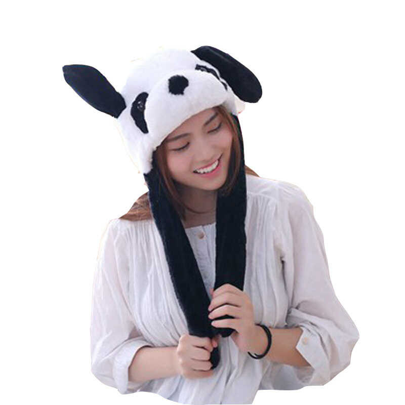 Panda headgear na may mga tainga movingm plush sumbrero puno ng laruan ...