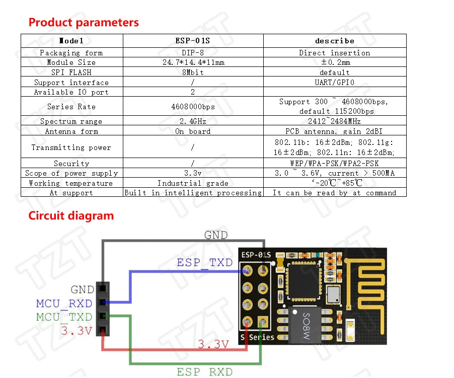 ESP01 ESP01S Programmer Adapter UART GPIO0 ESP-01 / ESP-01S Adaptaterr ...
