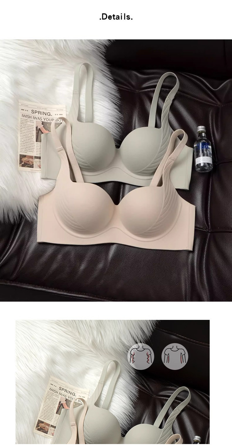 No rim push up bra Japanese seamless bra Soft support push-up anti ...