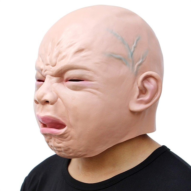 Realistic Silicone Masks Creepy Prop Cry Baby Mask Full Head Latex ...