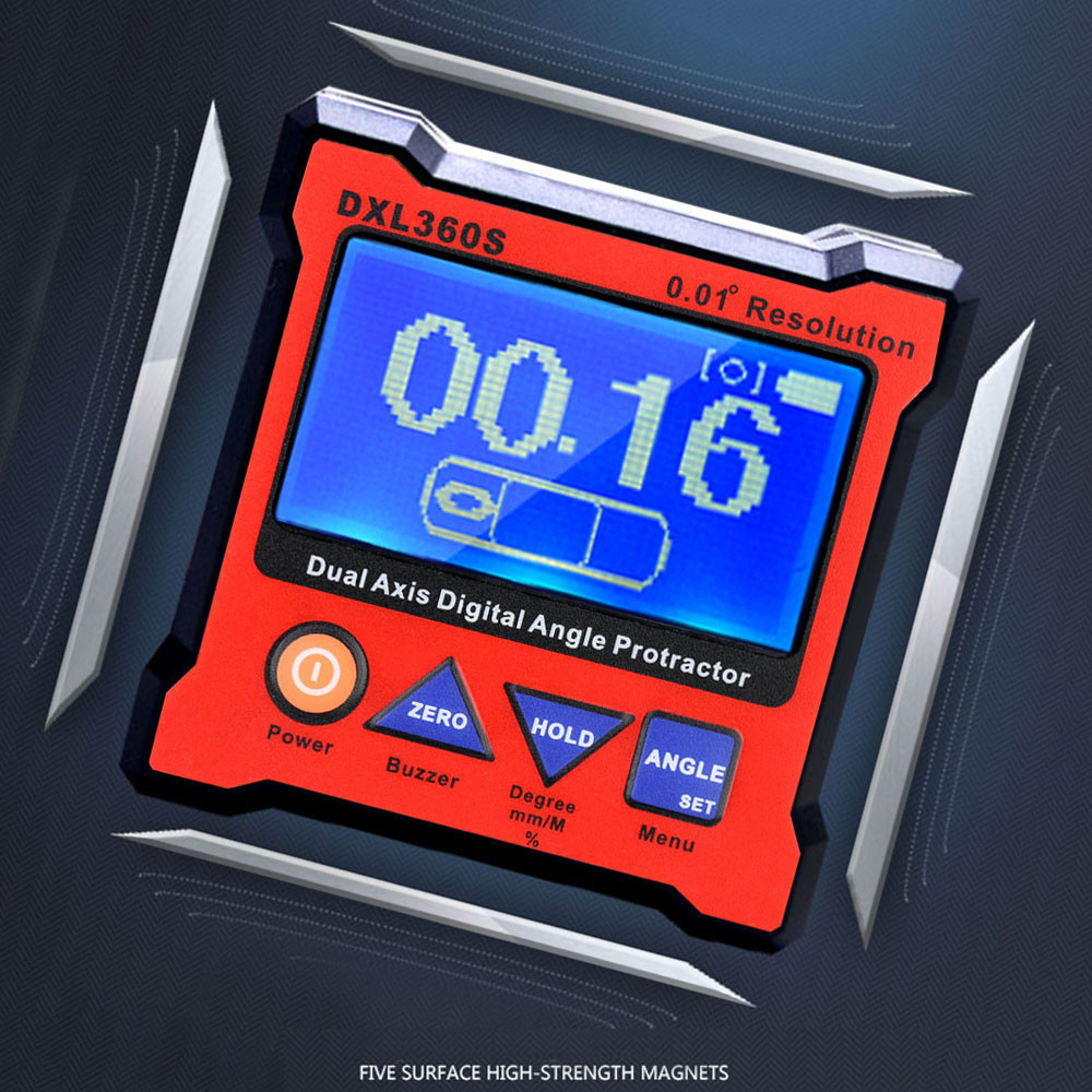 DXL360/DXL360S Dual Axis Digital Angle Protractor with 5 Side Magnetic ...