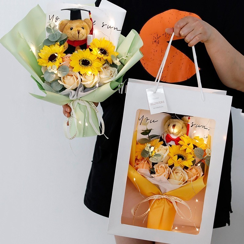 teacher day gifts ideas Wedding Rose Sunflower Bouquets Dr.Bear ...