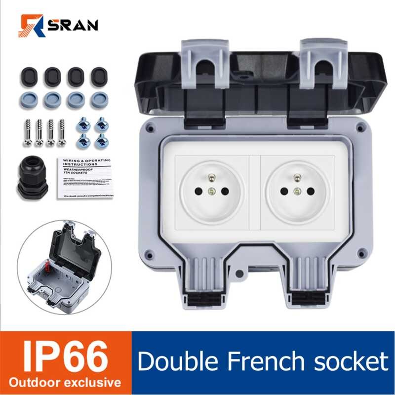 Outdoor SRAN Waterproof Socket 220V 16A French standard Electrical ...