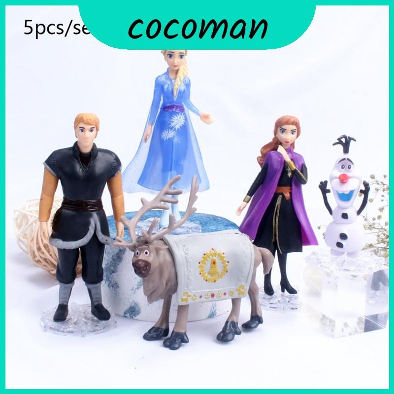 Adorable 5pcs Snow Queen Anna Elsa Frozen 2 Olaf Sven Kristoff Action ...