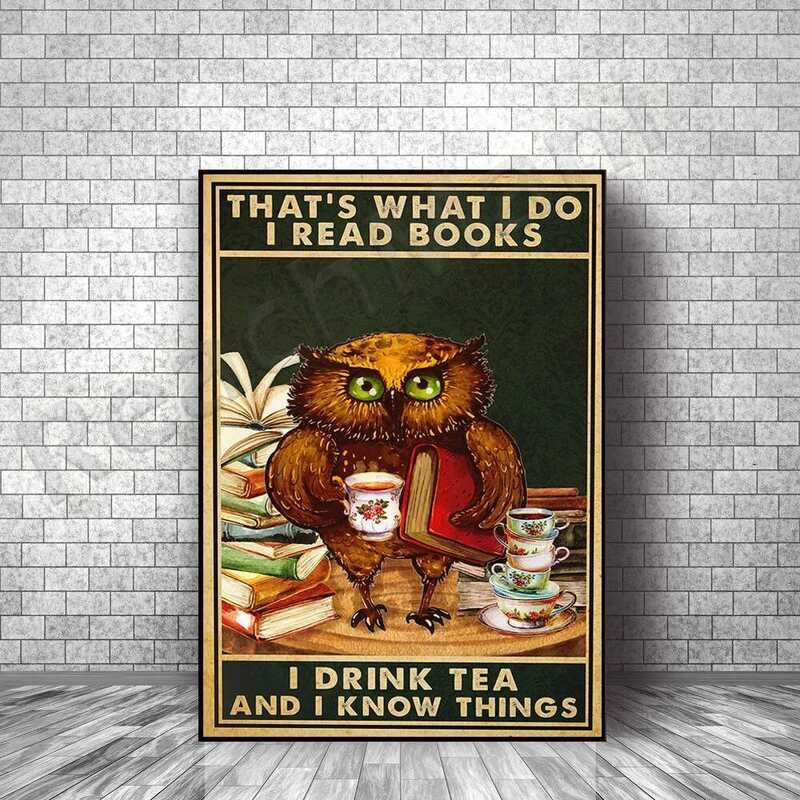 Tt Lumang-Fashioned Owls Ito Ginagawa Basahin Ang Libro Inumin Ko Tsaa ...