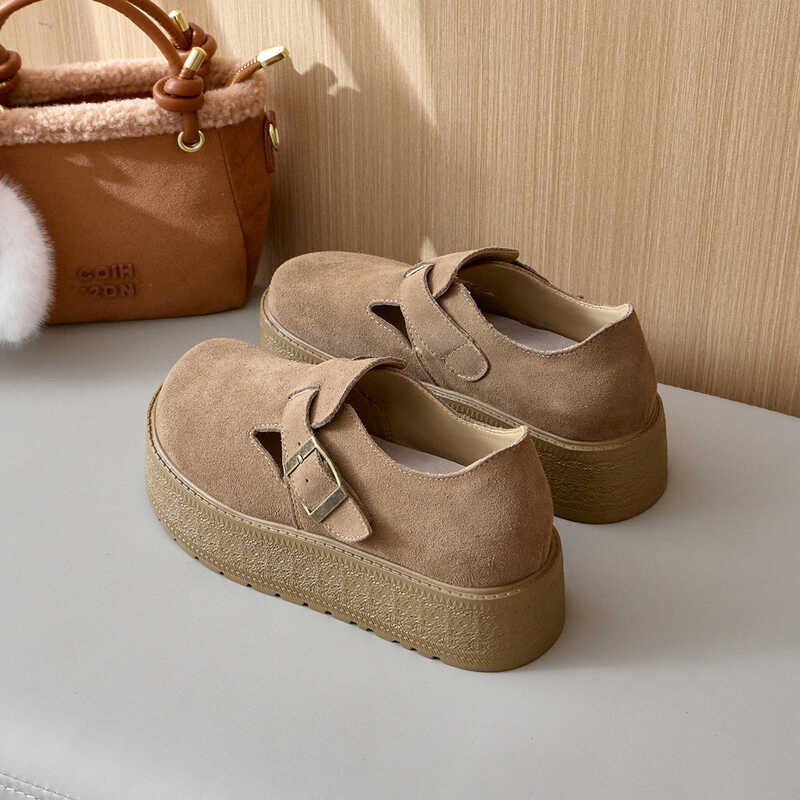 ick soled cowhide leather 7CM single shoe 2025 new year's spring short ...
