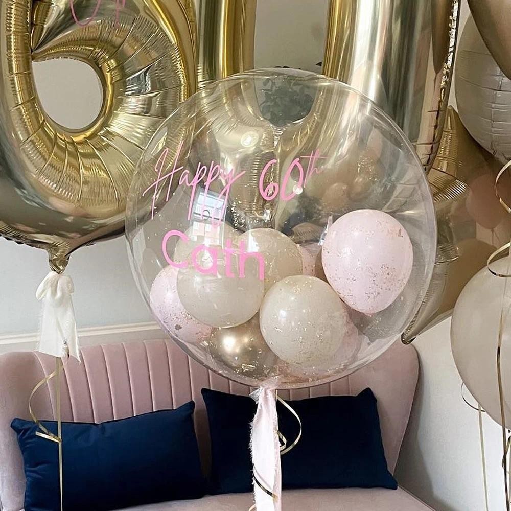 Personalized Birthday Balloons Black Rose Gold Vinyl Sticker Customized ...