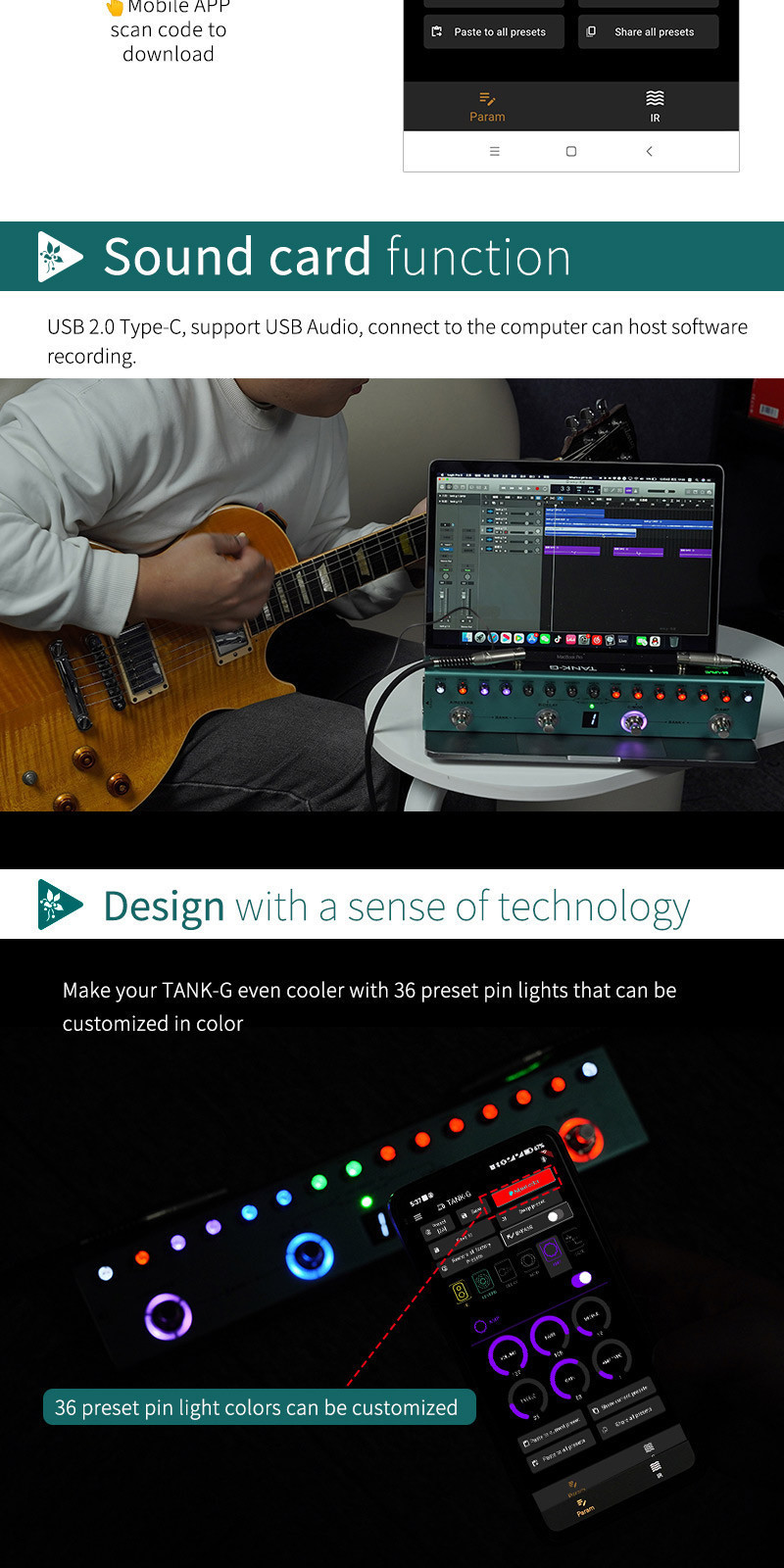 M-VAVE Tank-G Guitar/TANK-B BASS V2 versions Multi-Effects Pedal ...