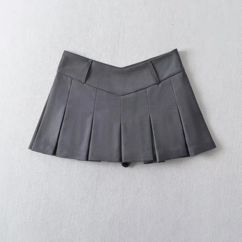 DAMENER Mini Pleated Skirt For Women High Waist Retro A-line Skirt With ...