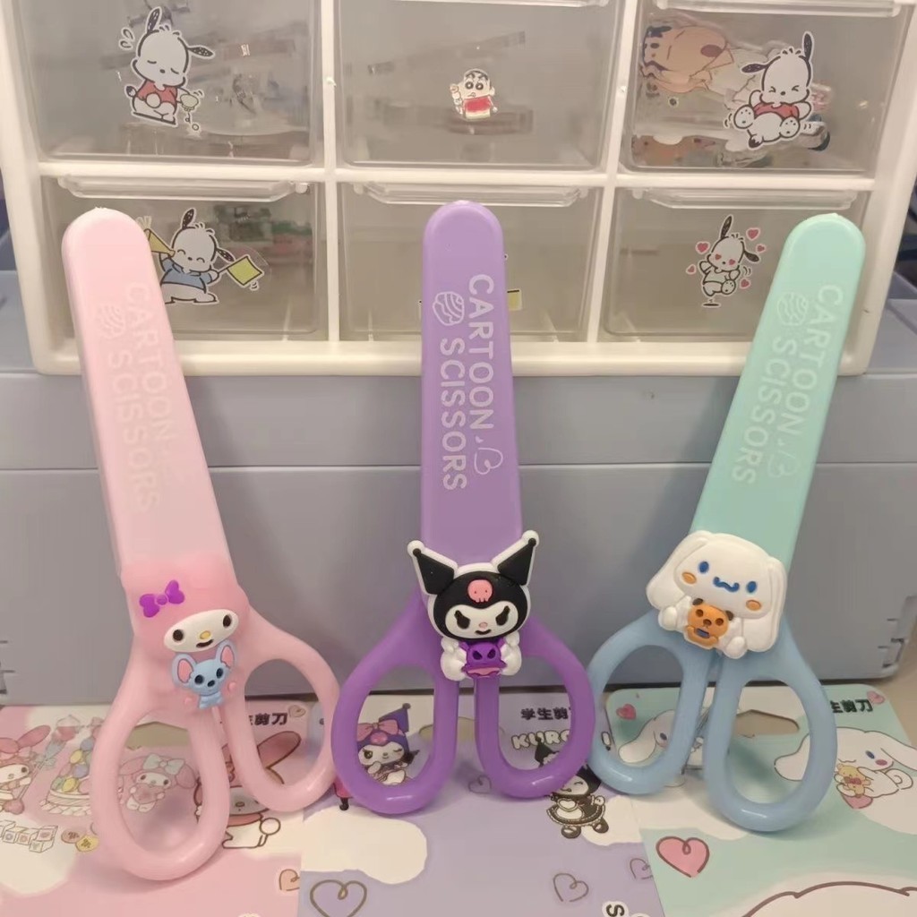 Kawaii Sanrio Safety Scissors with Cover Kuromi Hello Kitty My Melody ...