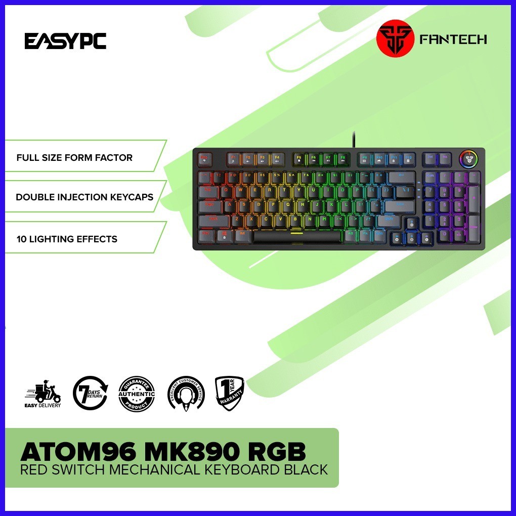 EasyPC| Fantech ATOM96 MK890 RGB Gaming Mechanical Keyboard| Red and Blue Switch | Shopee ...