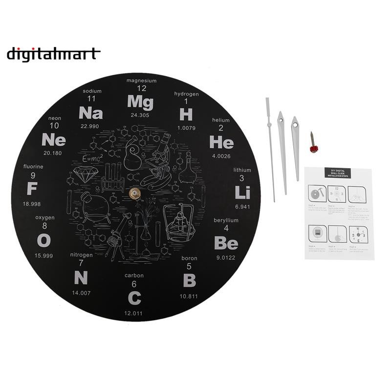 ˇ Periodic Table of Elements Wall Art Chemical Symbols Wall Clock Educational ElementaL Display ...