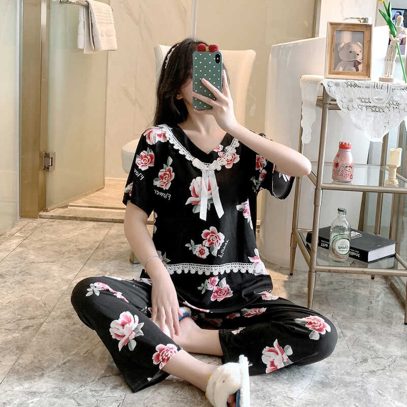 Pants Maikling Plus Laki Babae Damit Set Adult Pagtulog Matulog Pama