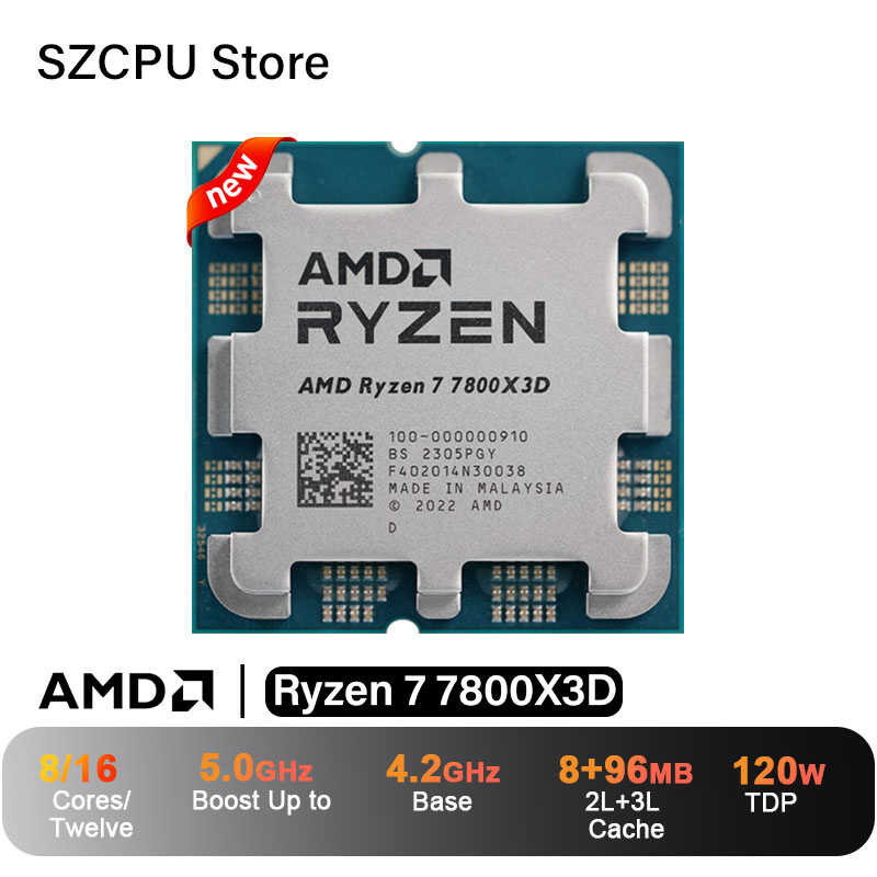 AMD Ryzen 7 7800X3D CPU, R7 7800X3D, 5.0GHz, 8-Core,16-Thread,5NM,96M ...