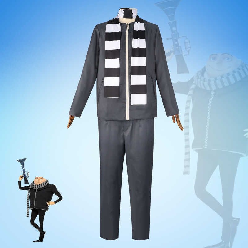∴ Thief Daddy Gru cosplay costume, Minion Leader Gru black and white ...
