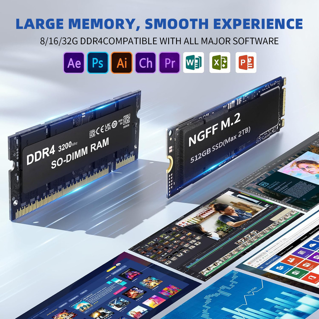 12th Gen Mini PC Intel N100 N150 16GB 512GB SSD Windows 11 Pro Dual LAN ...