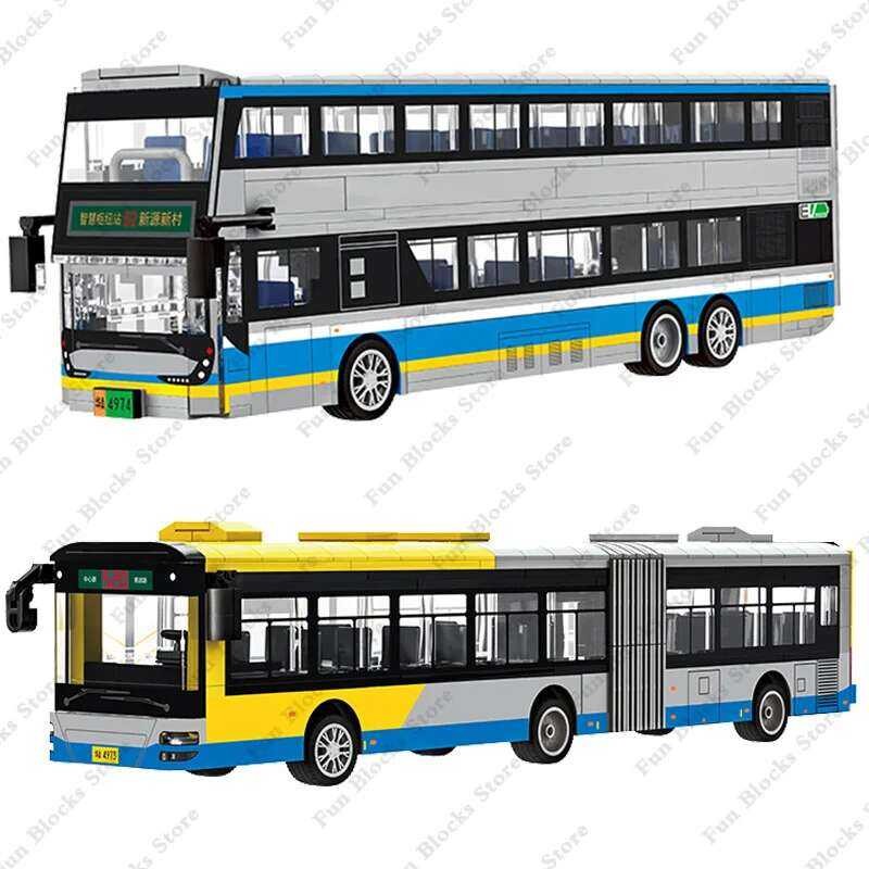 Mga Block Building Hot City Set Ng Double Deckers Travel Bus Passenger ...