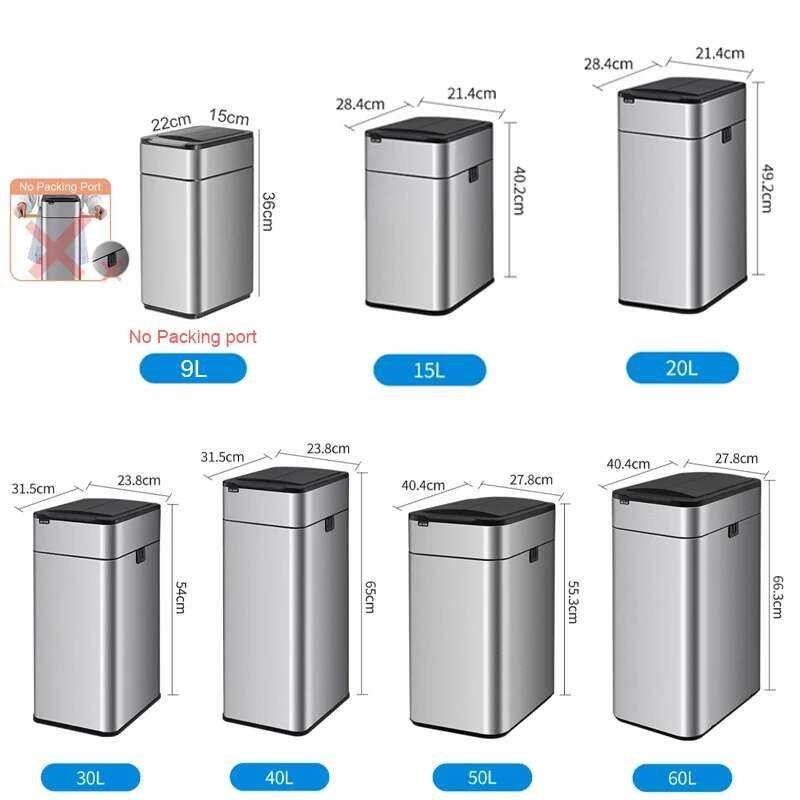 Smart Trash Can Kitchen 20L 30L 60L Large Stainless Home Automatic ...