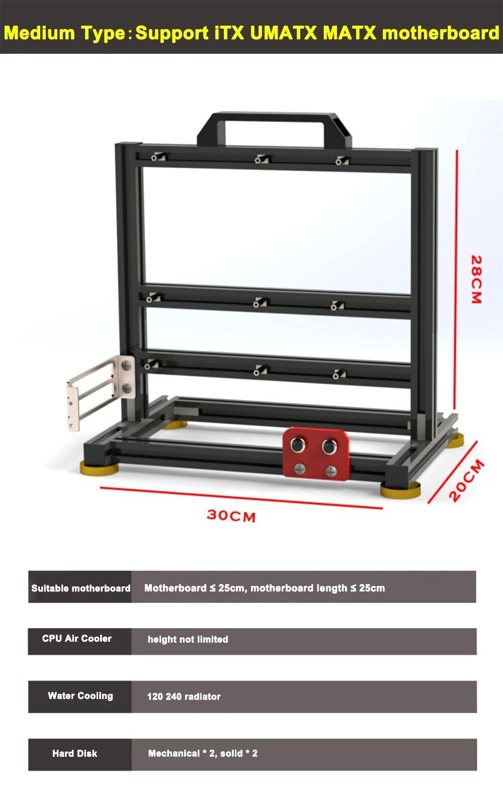 MOD Desktop PC Cabinet ITX MATX ATX EATX PC Case Open Frame,Water ...