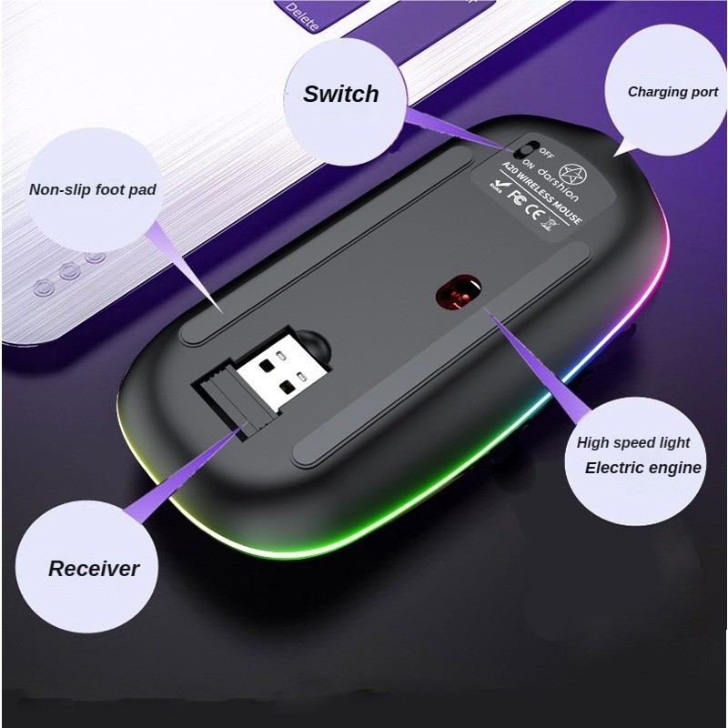 Wireless mouse rechargeable silent metal scroll wheel 2.4ghz dual DPI ...