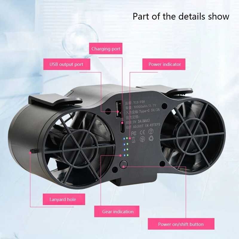 20000Mah Portable Hanging Waist 8W USB Rechargeable Neck Fans Bladeless Mute Mini Electric Fan ...