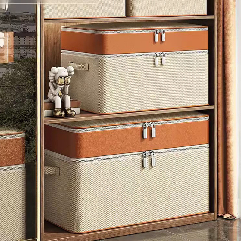 Double Layer Clothes Storage Organizer Box Large Storage Bag Quilt Zipper Basket Solution with ...