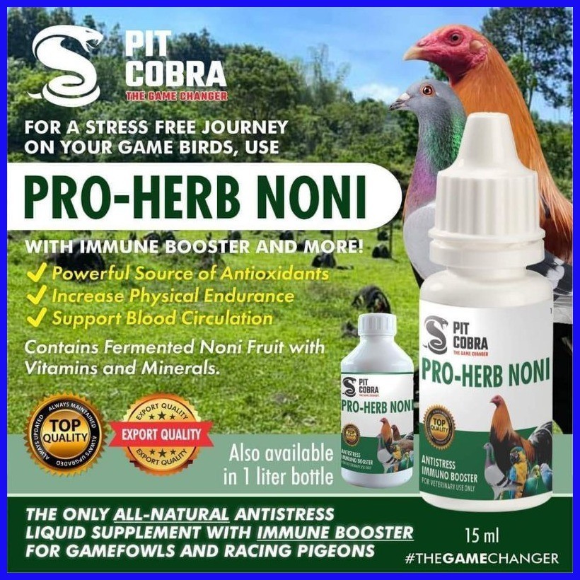 ∈ Pit Cobra Pro-Herb Noni (15ml) For GameFowls and Pigeons Supplement ...