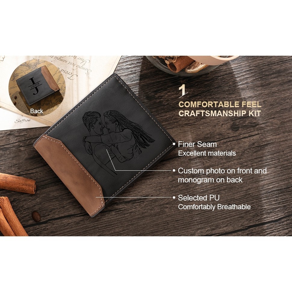 Personalized Custom Photo Men Purse Coin Card Pocket Leather Wallet ...