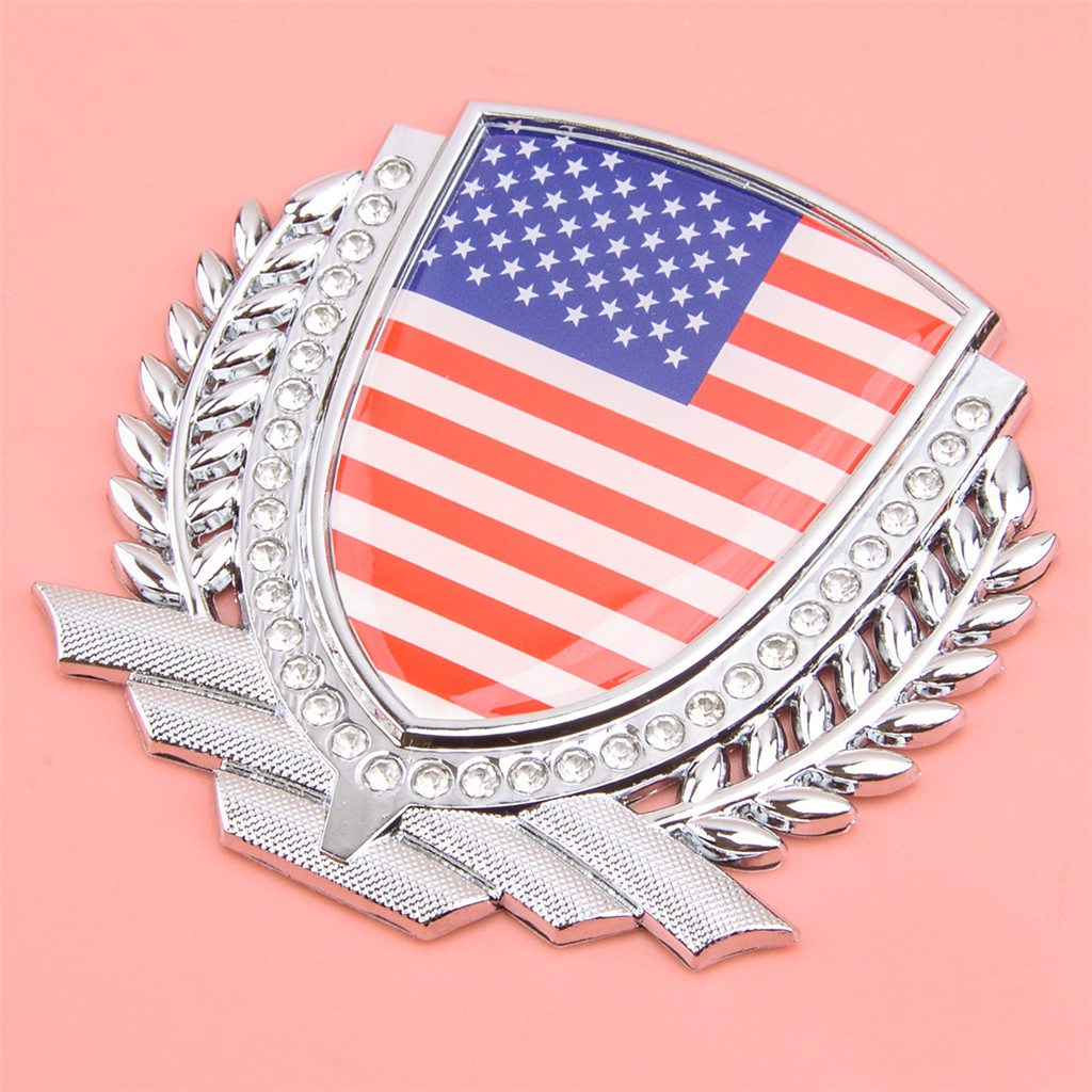 3D Metal Chrome USA American Flag Car Trunk Window Emblem Badge Decal ...