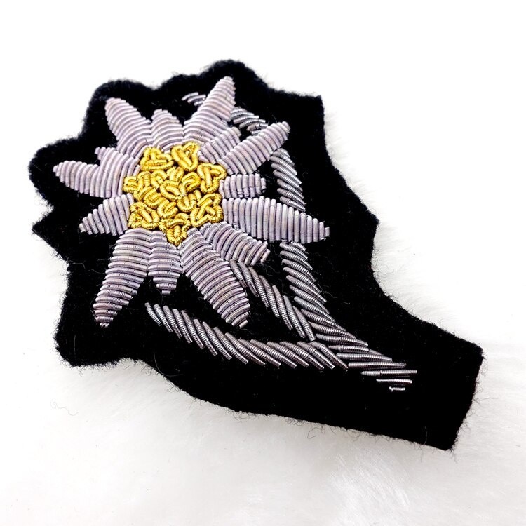 WWII WW2 GERMAN EM EDELWEISS MOUNTAIN CAP BADGE PATCH metal wire ...