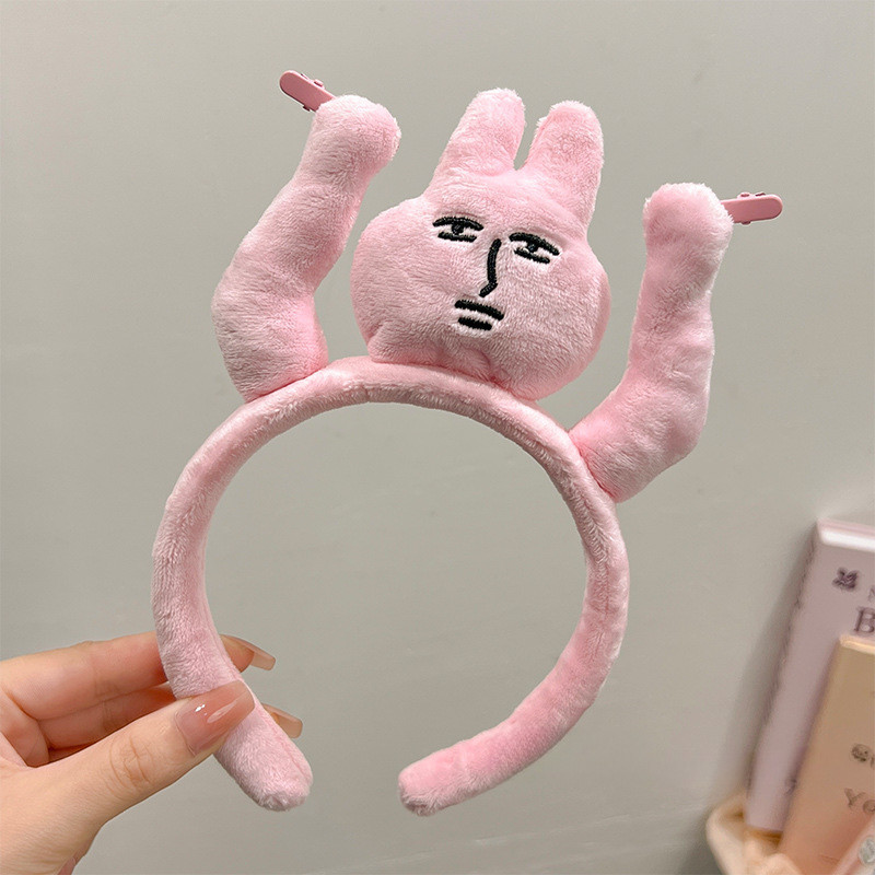 2024 new pink rabbit headband funny fun headband grab bangs hair bundle ...