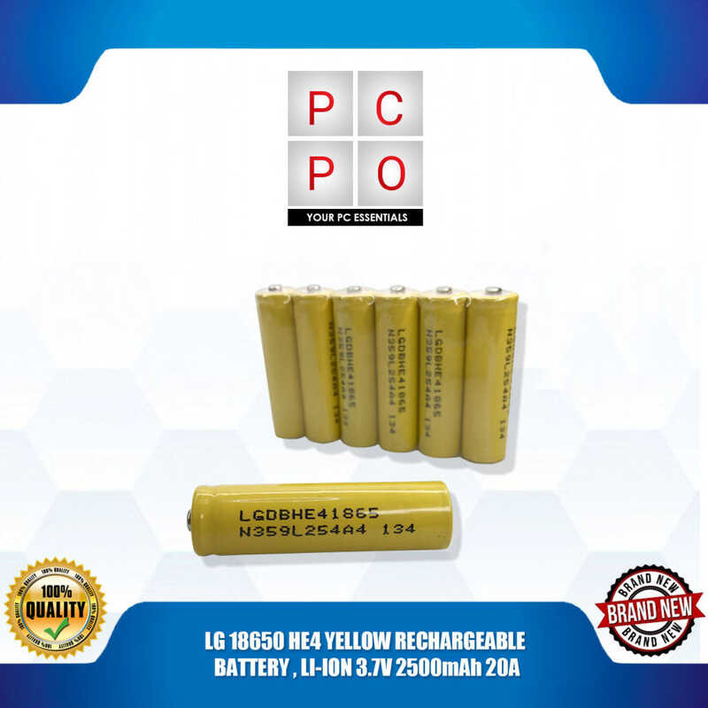 18650 He4 LG YELLOW RECHARGEABLE BATTERY , Li-Ion 3.7V 2500Mah 20A ...