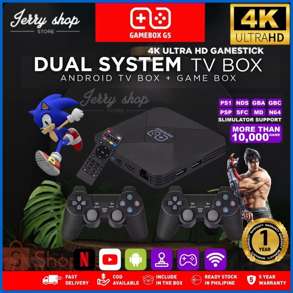 ∆ ﹍ GAME BOX G5 + Android tv box With 2 in 1 Wireless Controller Gaming ...