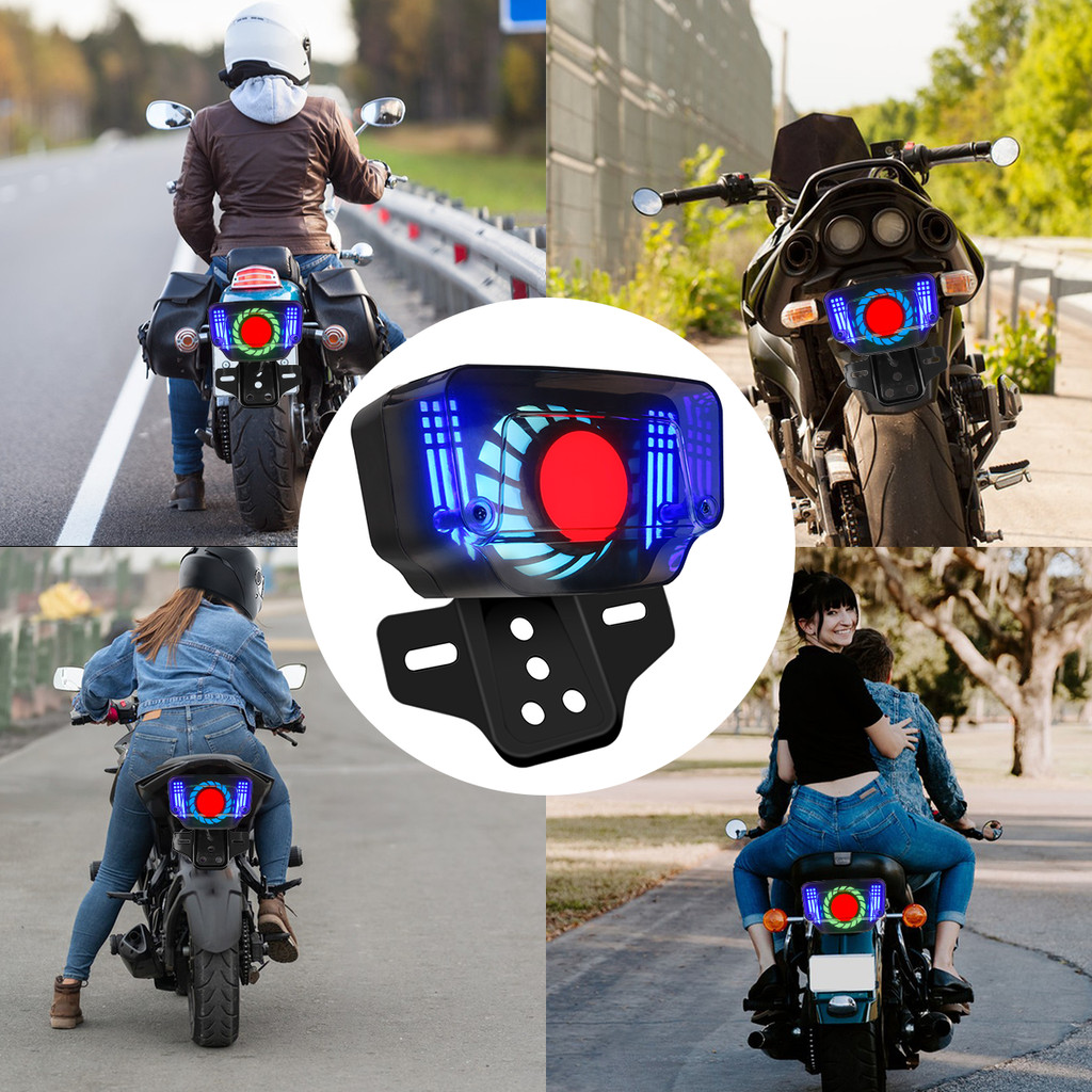 Motorcycle Tail Light Flash RGB Angel Eye Tail Warning Light Turn ...