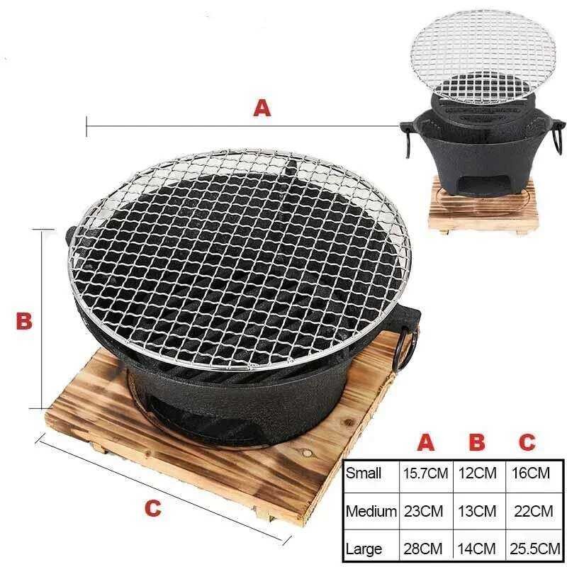 B1 2 Caldron Enclosure Tabletop Cast Grill Iron Charcoal Japanese ...