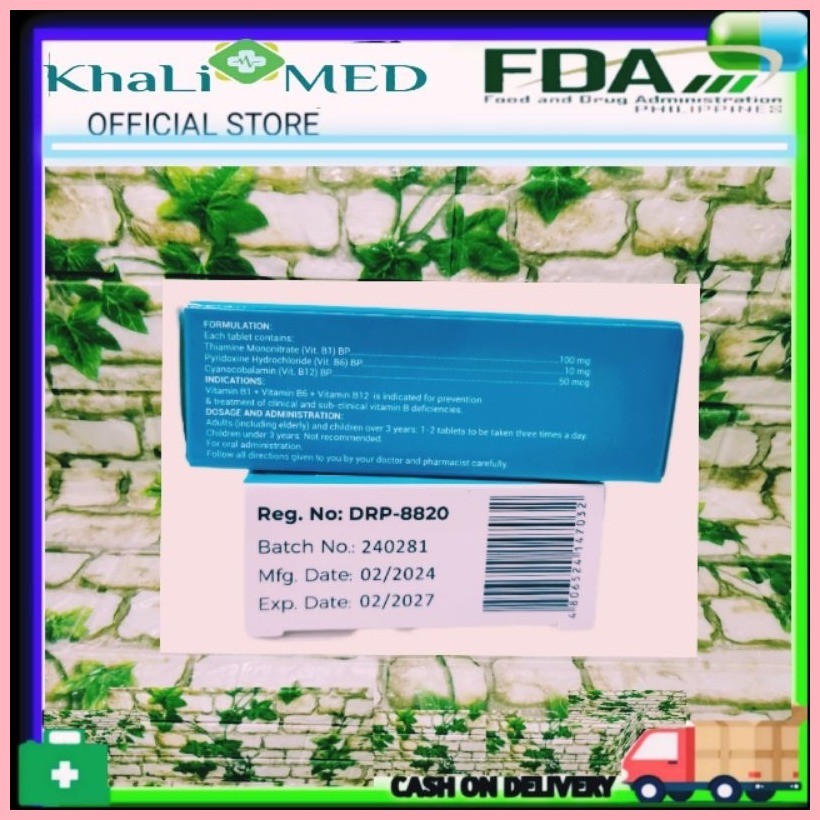 AMCOVIT-B VITAMINS B1+B6+B12 100mg/ 10mg/ 50mcg Tablet 100s | Shopee ...