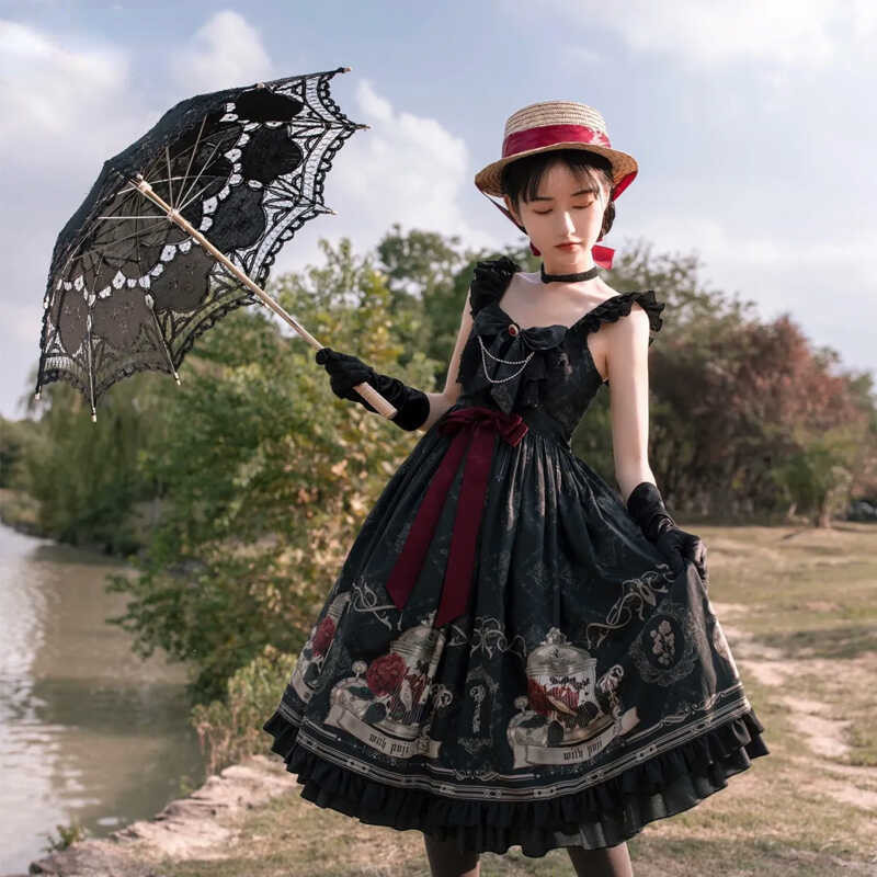 Nightingale MAGOGO Summer At Rose Gothic Lolita Costume Kababaihan ...