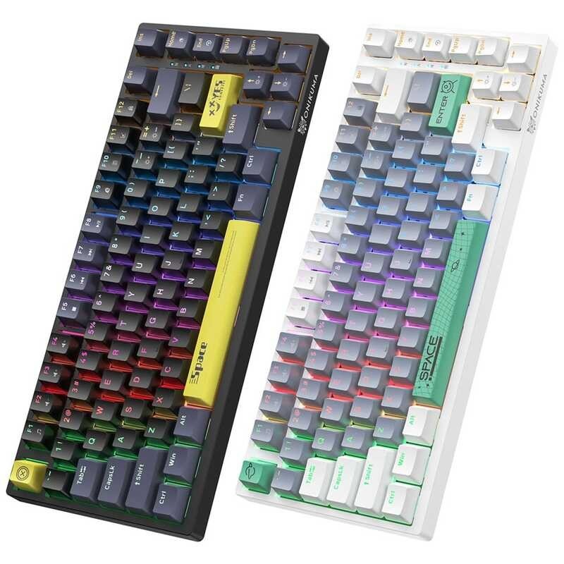 Space Onikuma G52 RGB 82 Keys Wired Mechanical Gaming Keyboard (Tea ...