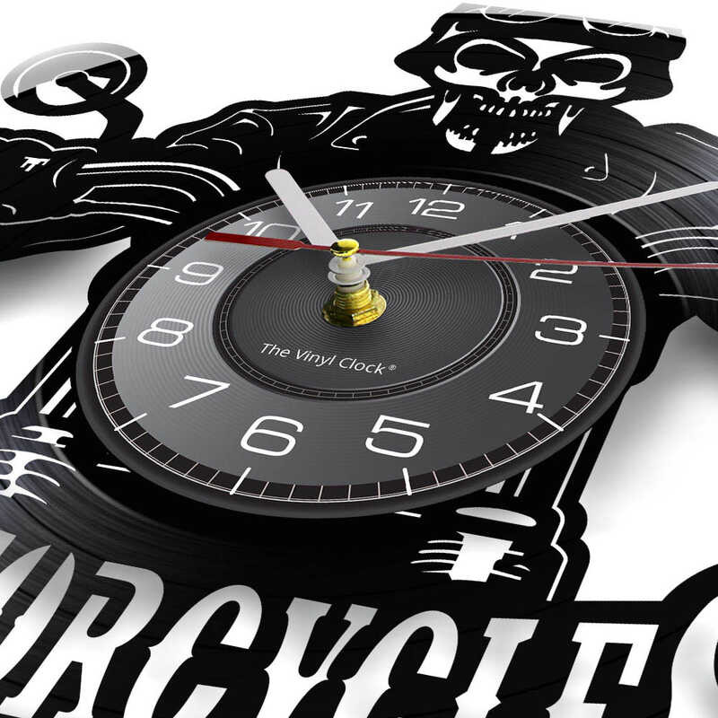 in Skull Helmet Racer Motorcycles Wall Clock Racer Skull Biker Vinyl ...