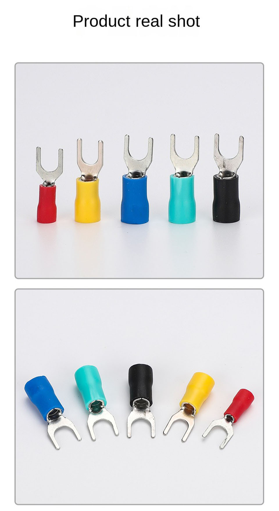 100Pcs Fork Type pre-Insulated Wiring Terminals SV1.25/2/3.5-4/6 wire crimping terminal U Y Type ...