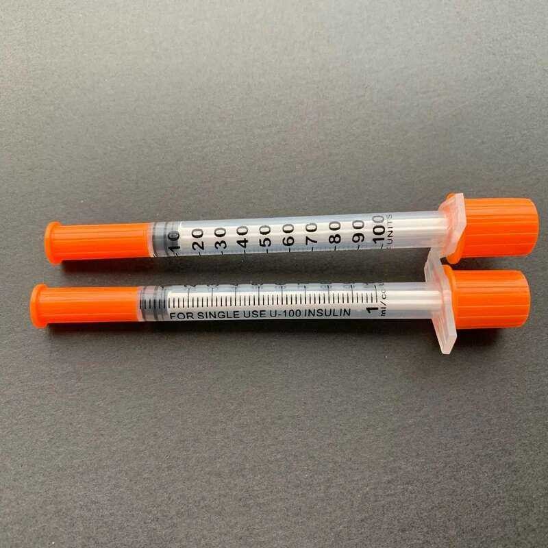 Tt 1Ml Disposable Safety Sterile Insu Orange Cap Syringe Plastic Liquid ...