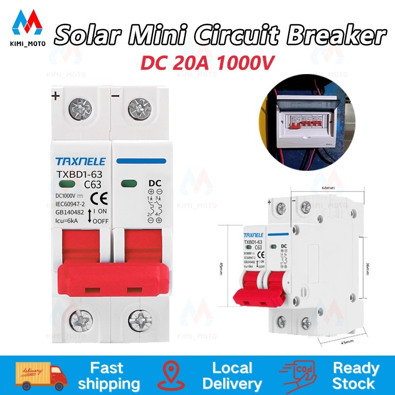 2025 NEW TAXNELE 2P AC DC MCB 1000V Solar Mini Circuit Breaker 16A 25A 32A 63A for Photovoltaic ...