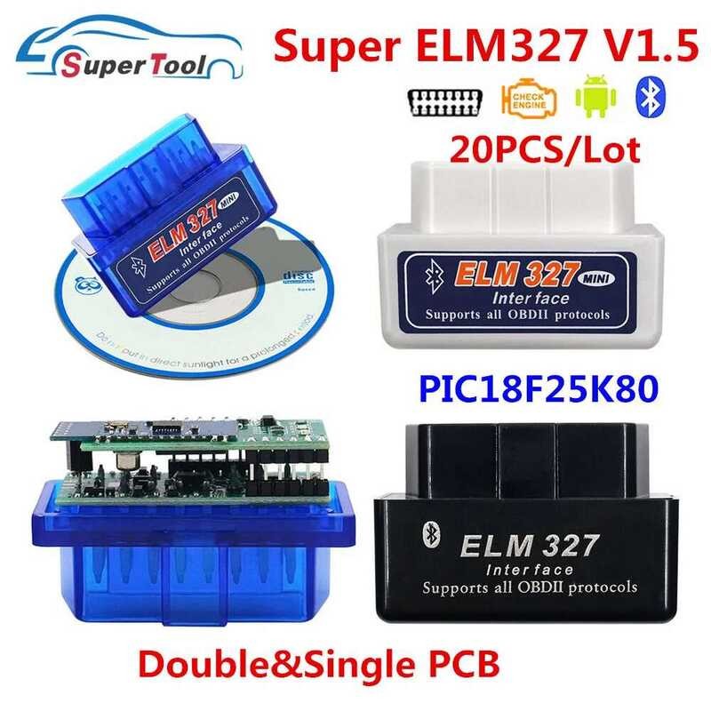 20Pcs/Lot Obd2 Code Scanner 1.5 Car Diagnostic Tool ELM 327 Pic18f25k80 Bluetooth V1.5 Elm327 ...