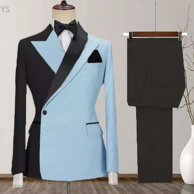 Button One Men's Suits New Design Costume Homme Peak Lapel 2 Piece ...