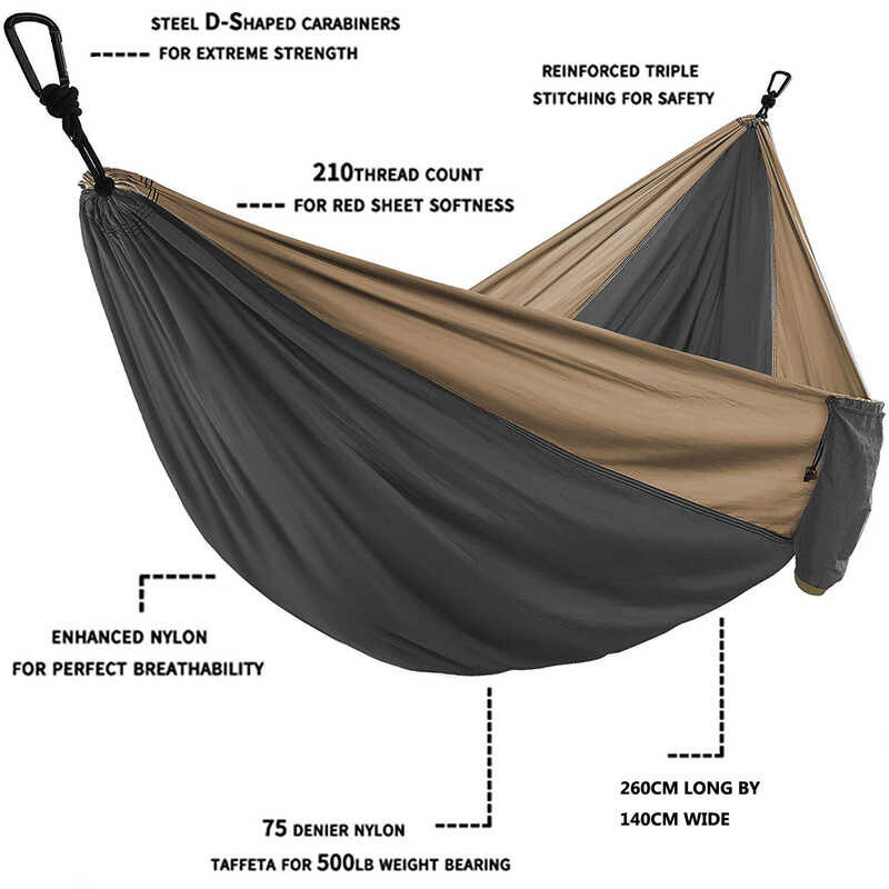 Parachute Solid Color Hammock Na May Hammock Straps At Black Carabiner Camping Survival Travel ...