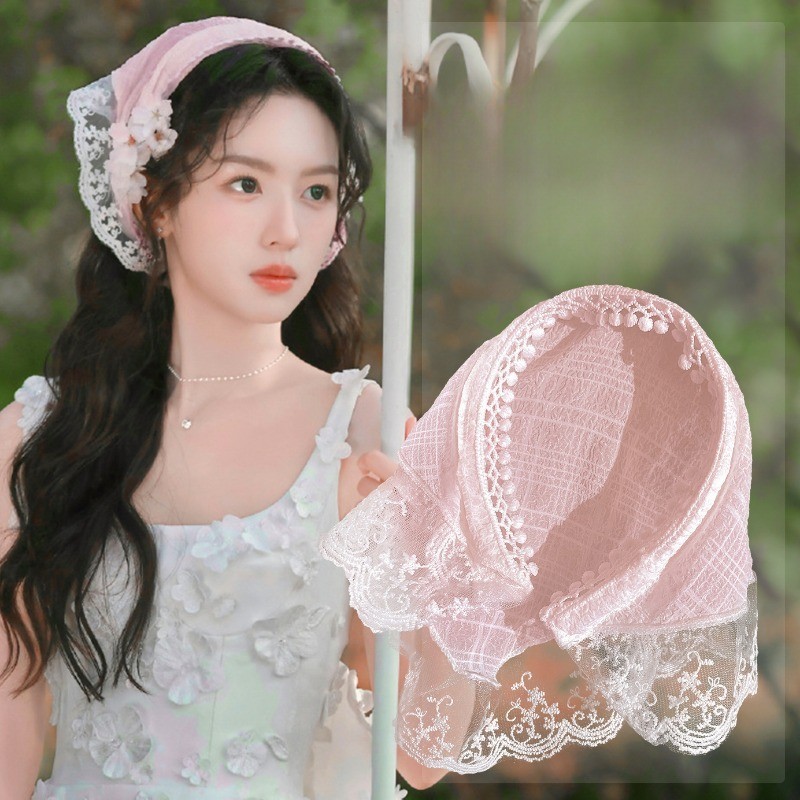 Sweet Girls Lace Headband Turban Head Kerchief Triangle Scarf Hair ...