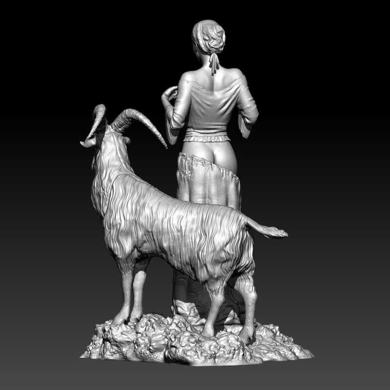 1/24 75Mm 1/18 100Mm Resin Model The Witch With Goat Figure Unpainted ...