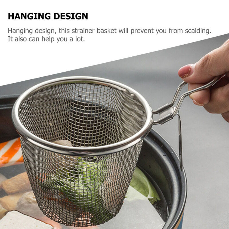 Stainless Steel Basket With Handle Basket Mesh Strainer Noodles Mesh ...