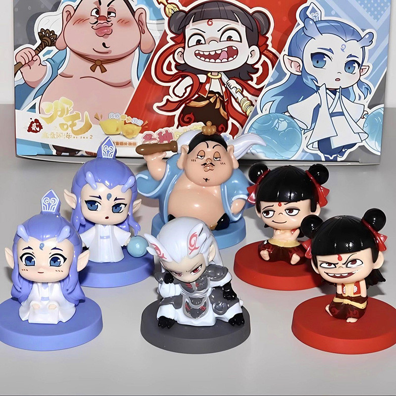Nezha Aobing Figures Cartoon Funny Nezha Standing Ornaments Creative ...